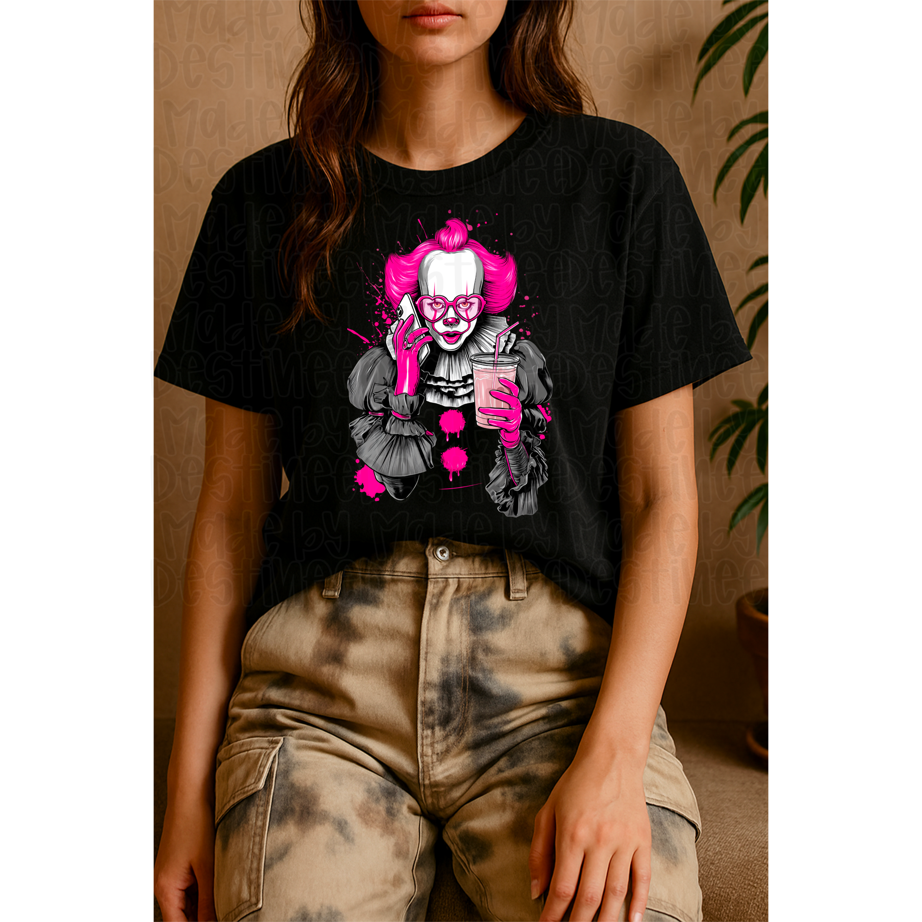 🎈 Pennywise Baddie – Pink Clowncore Horror PNG for Black Backgrounds ...